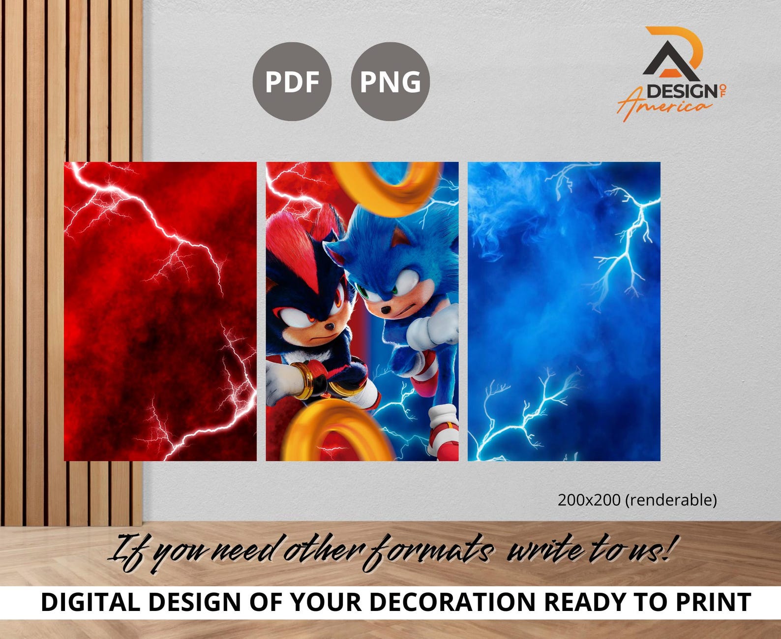 Sonic and Shadow Backdrop: Sonic Birthday Party Decorations, Digital ...