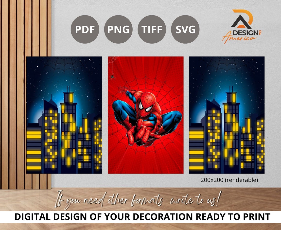 Backdrop Spiderman - Birthday Party Decor, Spiderman Cutout Decor ...