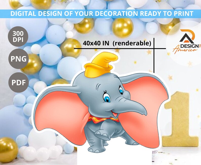 Dumbo Cutout, Large Background Decoration, Elephant Theme Party ...