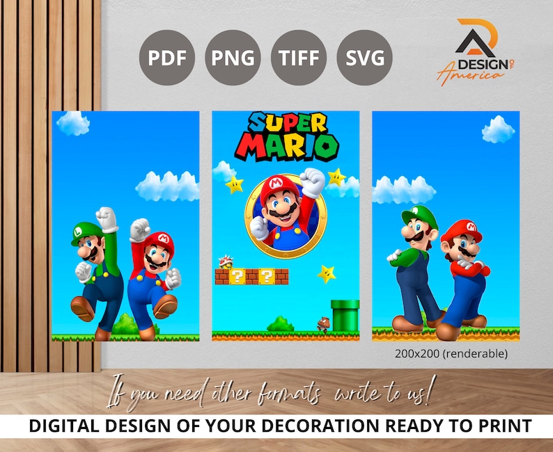 Backdrop Super Mario Bros - Super Mario Bros Birthday Party Decor ...