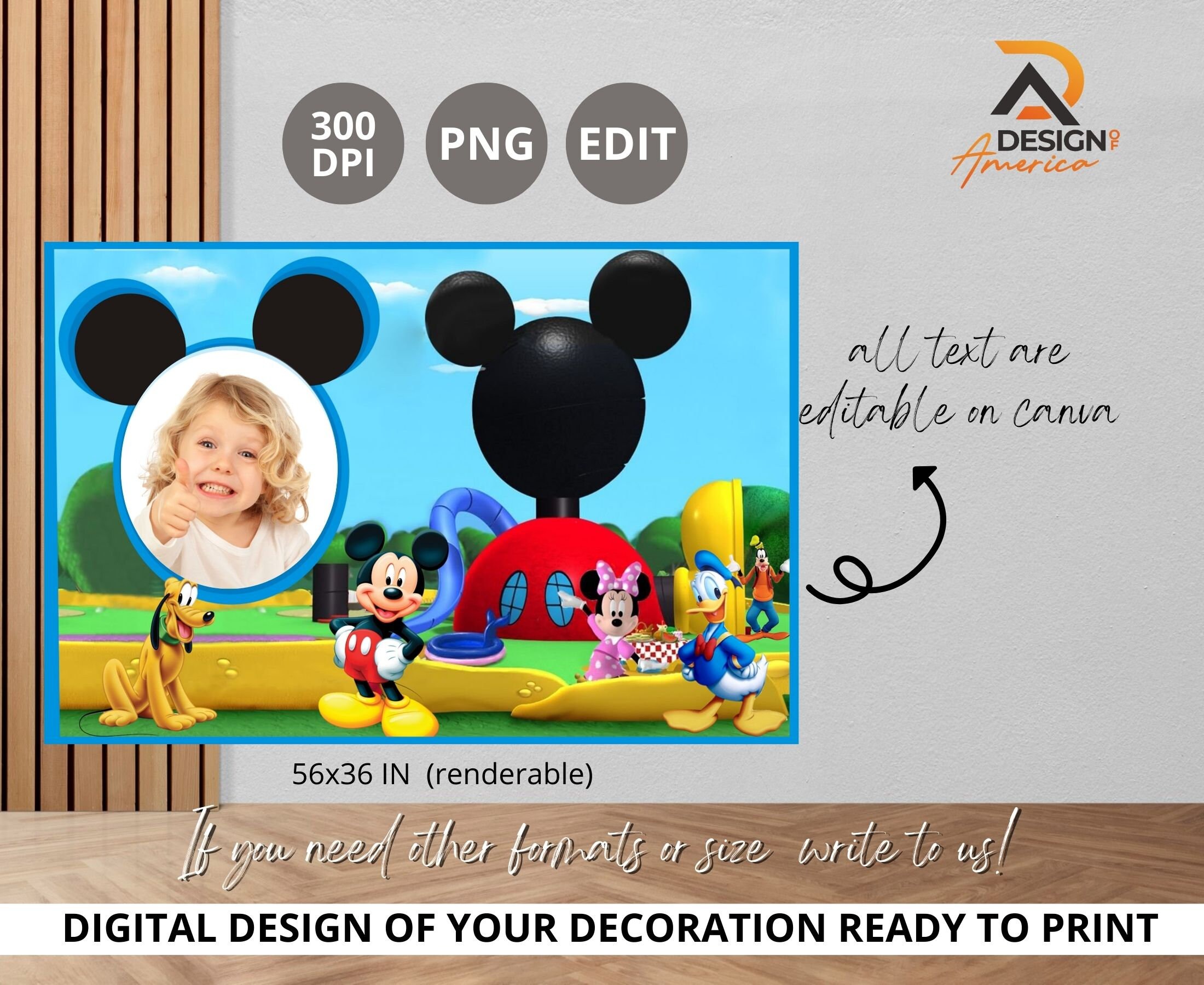 Mickey Mouse Backdrop, Mickey Mouse Banner, Mickey Mouse Printable ...