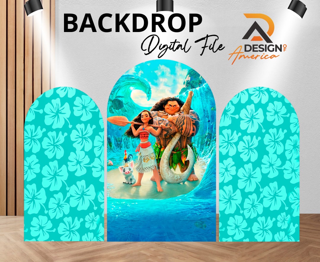 Backdrop Moana - Moana Birthday Party Decor, Moana Cutout Decor Digital ...