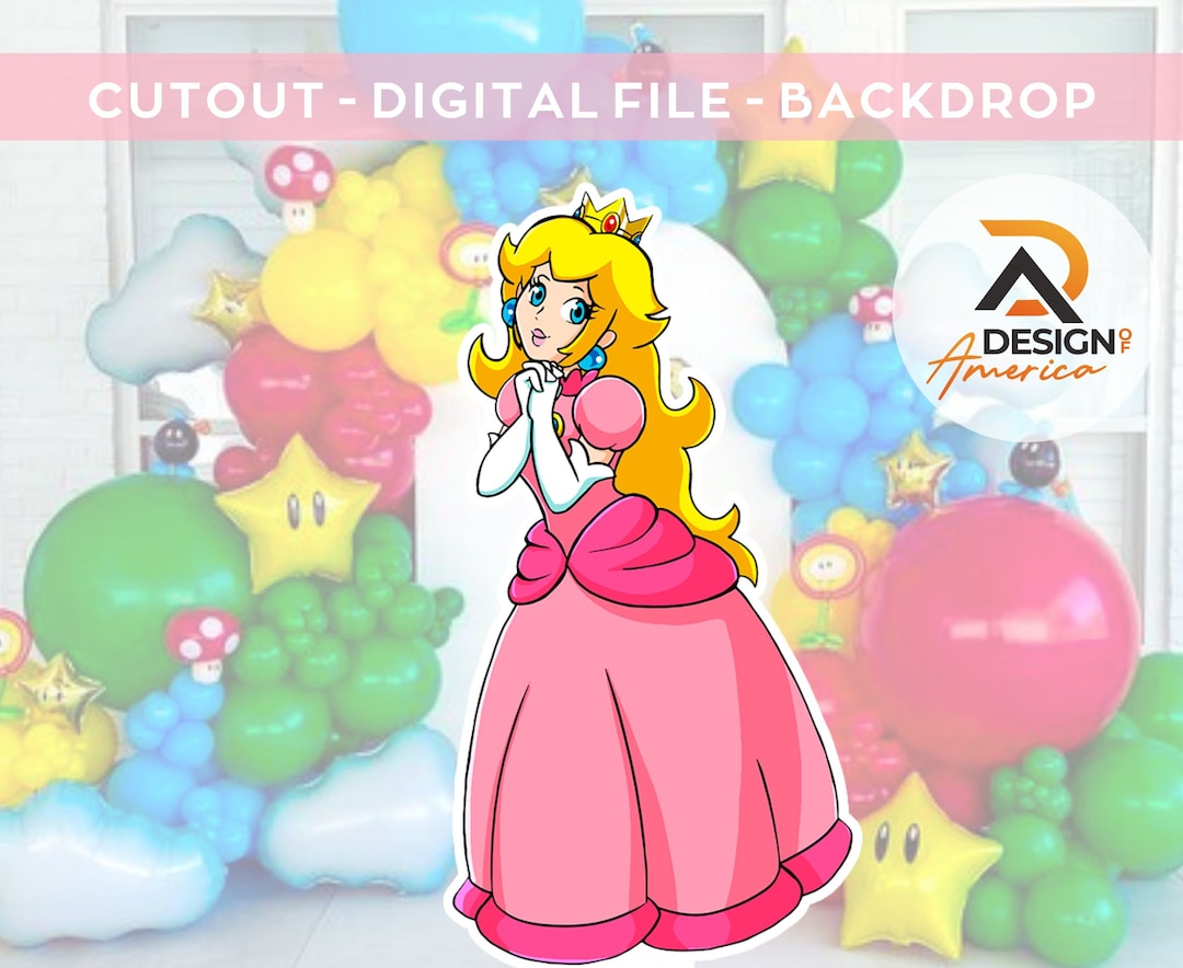 Princess Peach - Super Mario Bros - Cutout, Party Decoration Theme ...