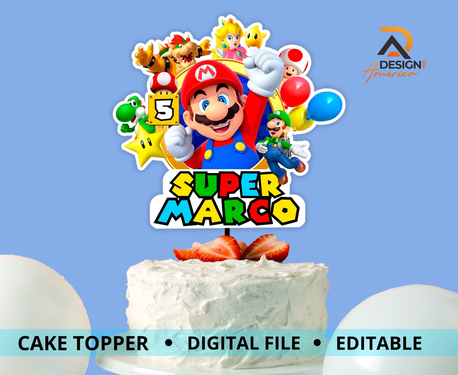 Super Mario Personalized Cake Topper | Super Mario Birthday Party ...