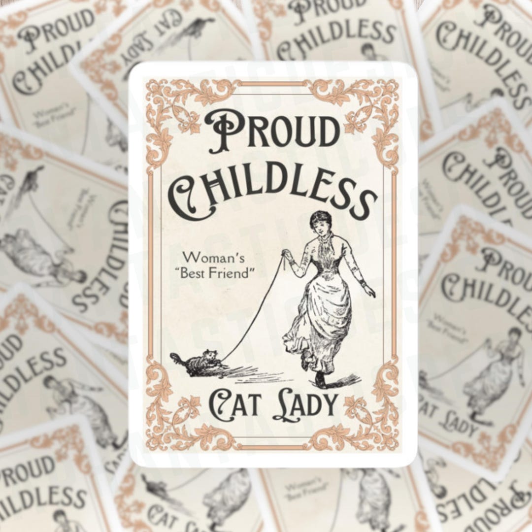 Original Decal Cute Childless Cat Lady Sticker Vintage Style Harris ...