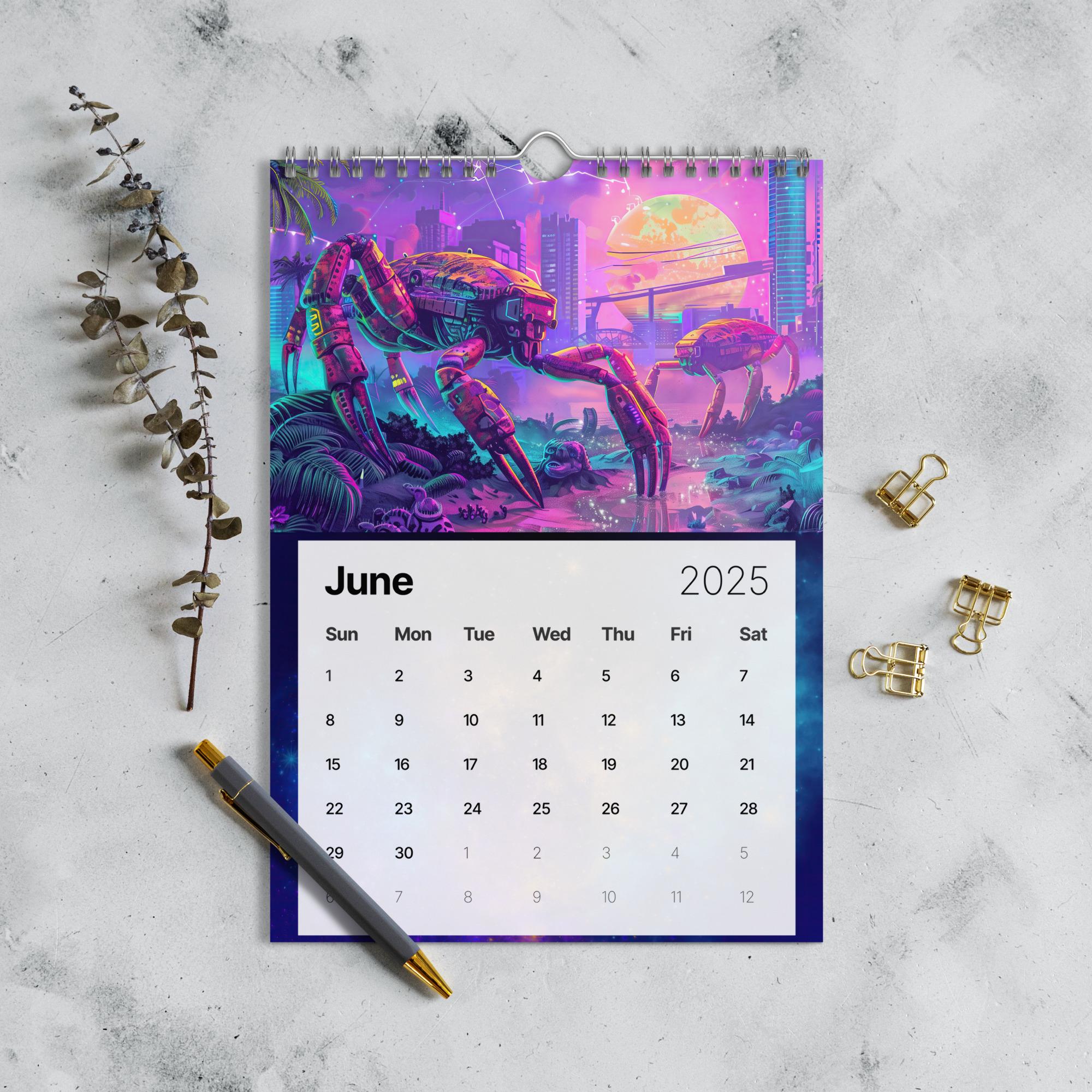 Psychedelic Cyberpunk Alien Beasts Animal Hanging Wall Calendar 2025 ...