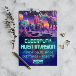 Psychedelic Cyberpunk Alien Beasts Animal Hanging Wall Calendar 2025 ...