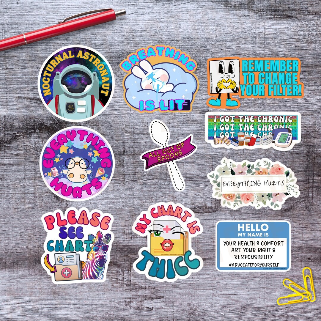 10 Count 3" Funny CPAP Sleep Apnea Assorted Sticker Pack Disability ...