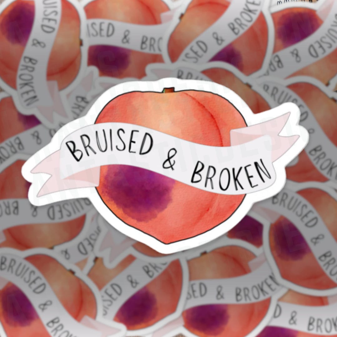 Unique Decal Cute Peach Bruised Broken Chronic Illness Sticker Emo ...