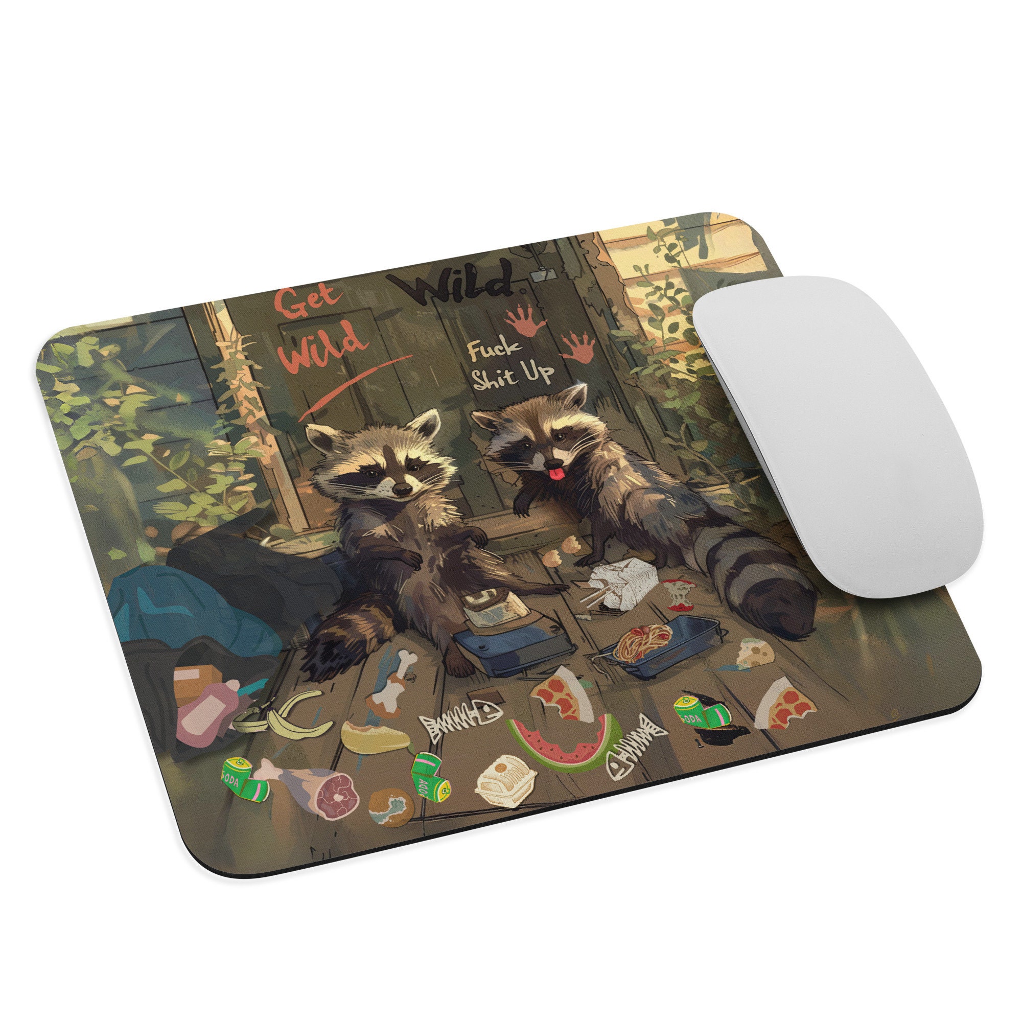 Cute Raccoon NSFW Mouse Pad, Trashpanda Mousepad Office Funny Trash ...
