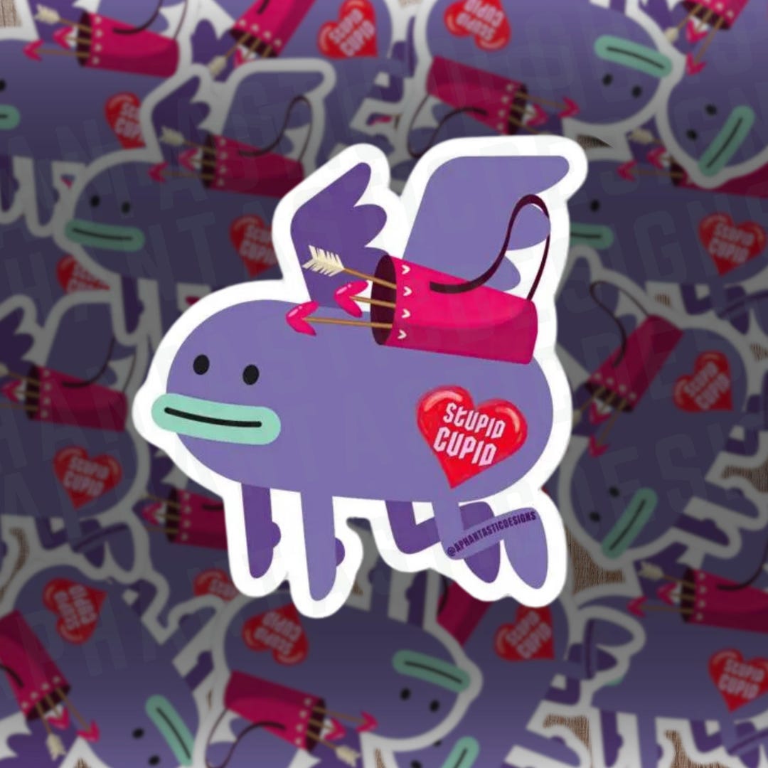 Unique Decal FSTRACKING Cute Stupid Cupid Purple Valentines Day Sticker ...