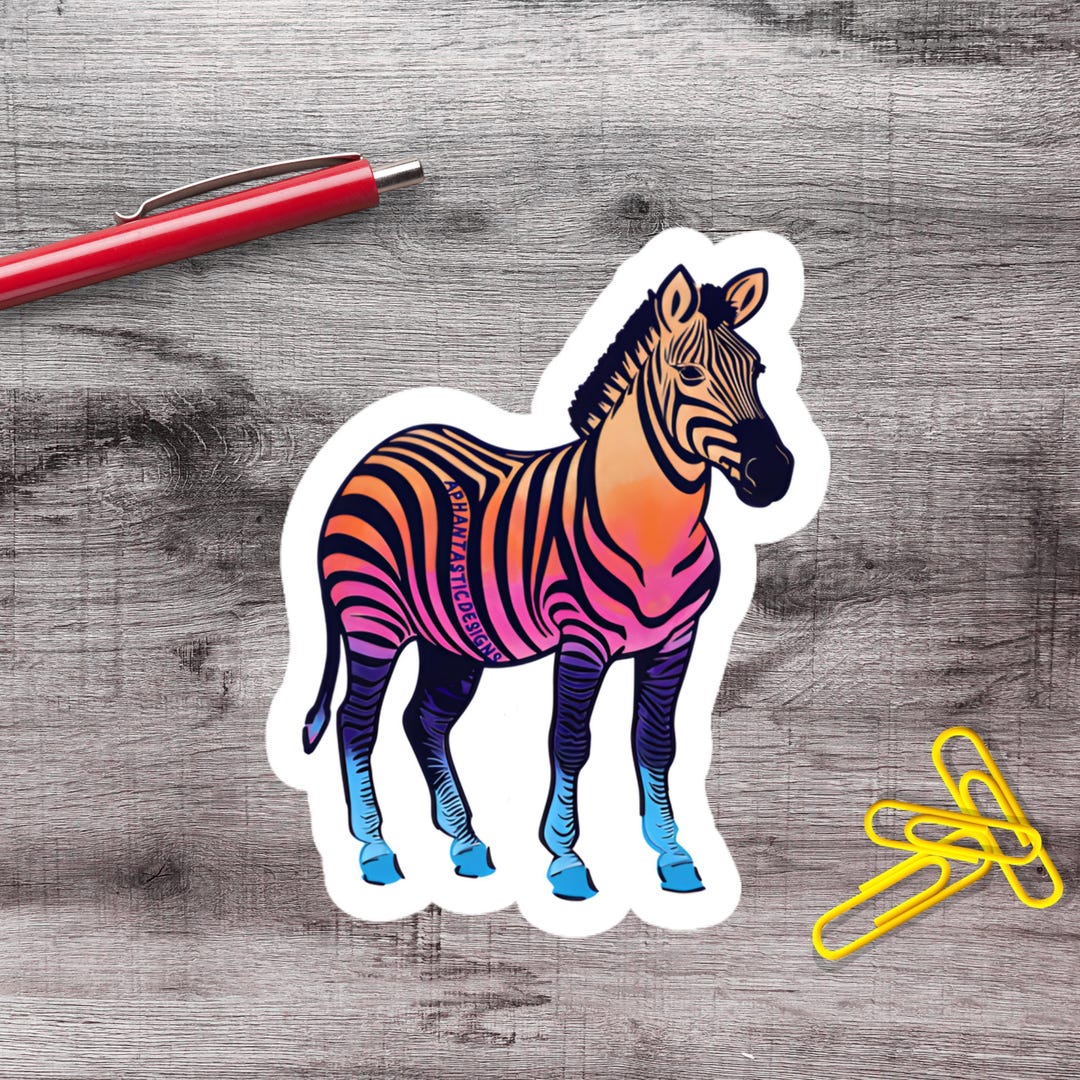 2-6 Inch Vinyl Watercolor Zebra Sticker EDS Chronic Illness Disability ...