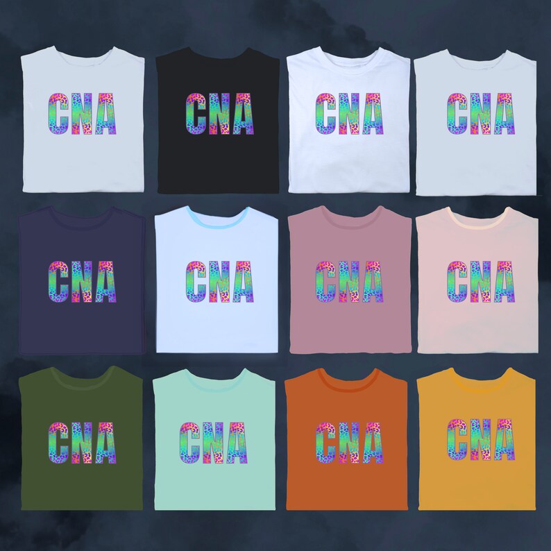 Cute CNA Tee, Leopard Neon Rainbow, Graduation Gift, Certified Nursing ...