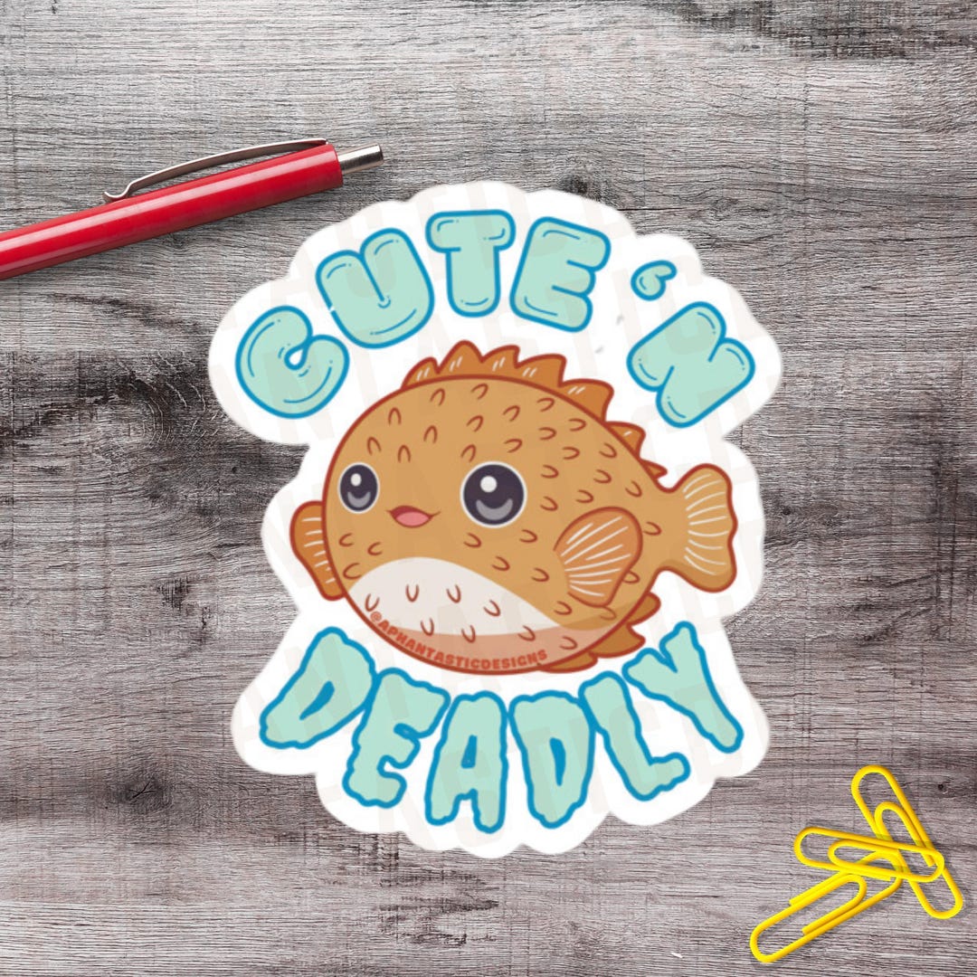 Funny Puffer Fish Sticker Pack: Kawaii Vinyl Decals for Scuba Divers - Etsy