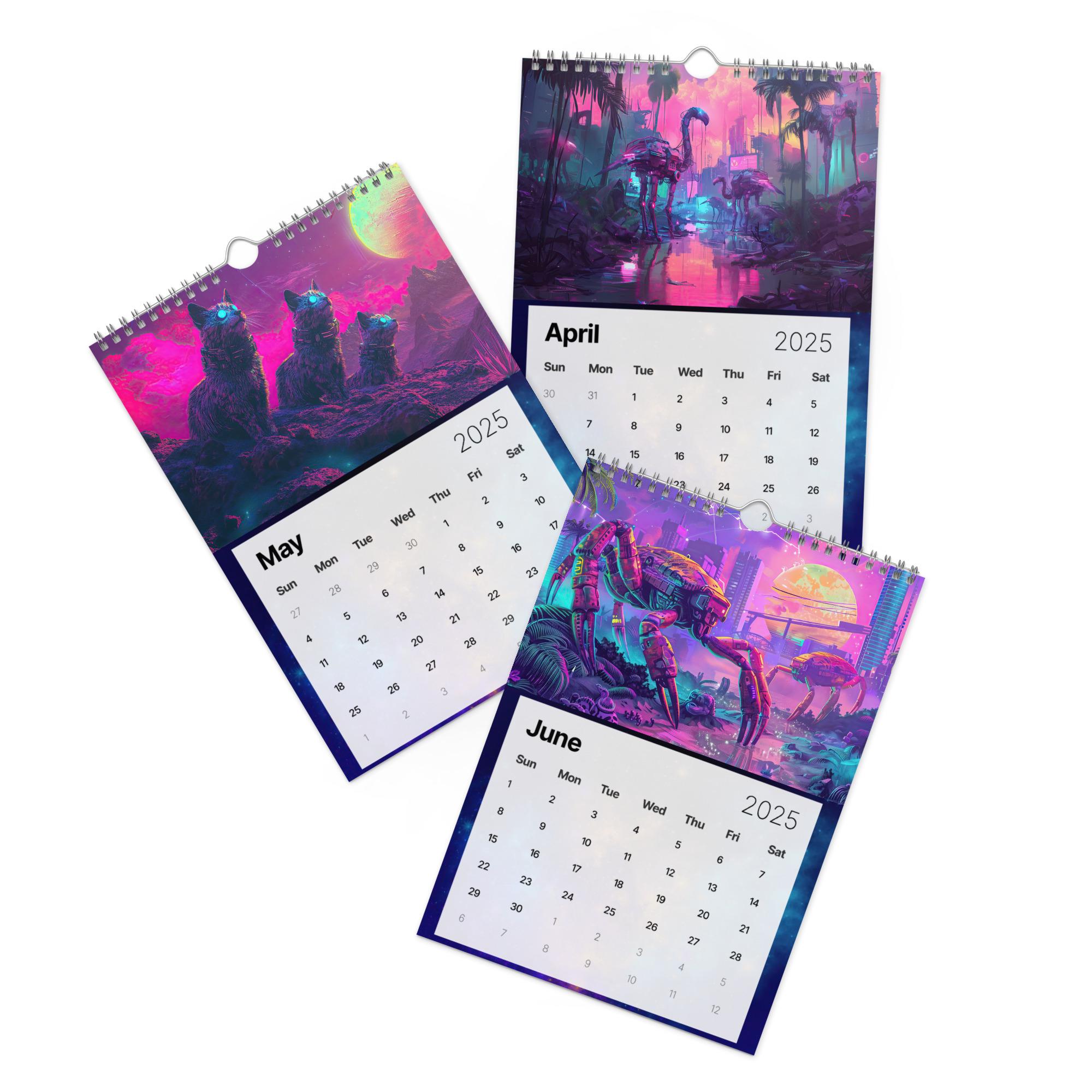 Psychedelic Cyberpunk Alien Beasts Animal Hanging Wall Calendar 2025 ...