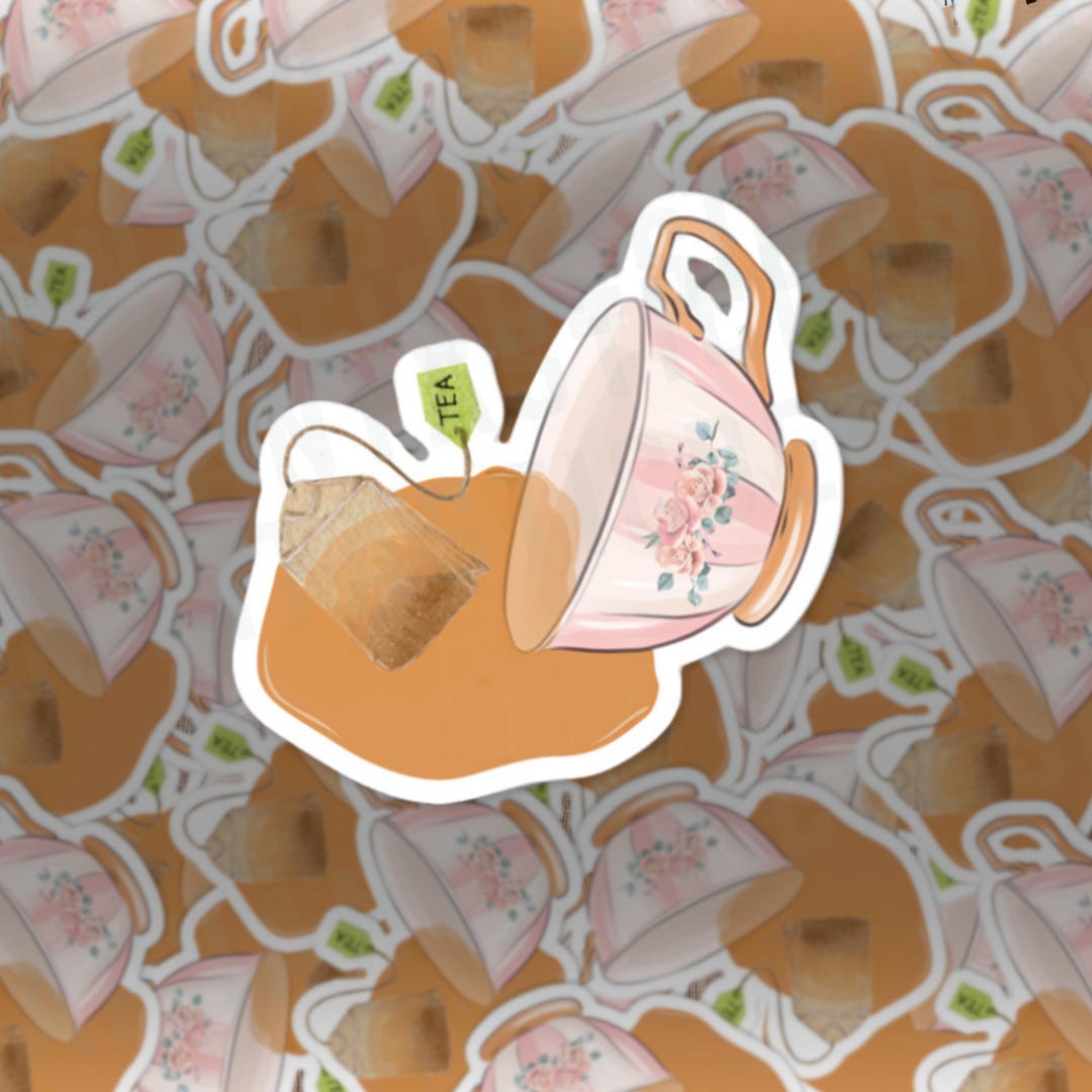 Unique Decal Cute Spilled Tea Time Stickerbomb Sticker Spilt Spill ...