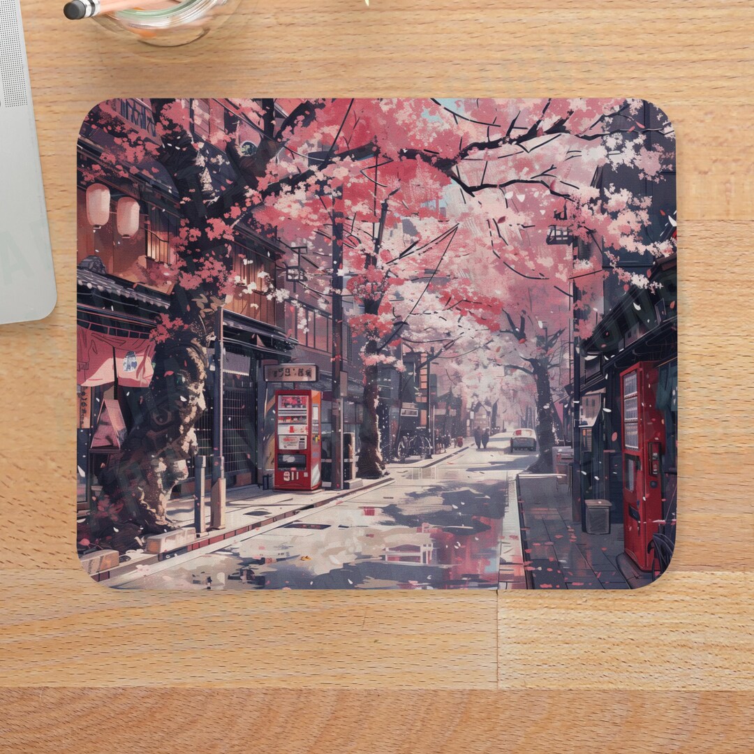 Mt. Fuji Mouse Pad Cherry Blossoms Mouse Pad City Street Sakura ...