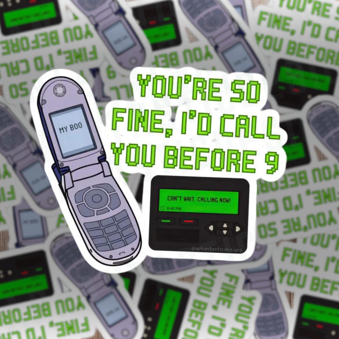 90s 2000 Cell Pager Sticker 1 Pc 50 Pc 100 Pc Throwback 00 Y2k Mood Vibe Boo Babygirl Beeper ...