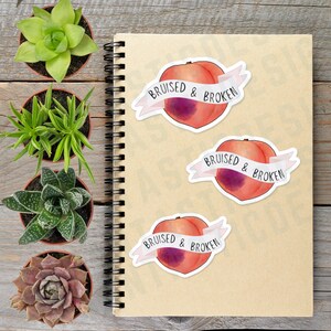 Unique Decal Cute Peach Bruised Broken Chronic Illness Sticker Emo ...