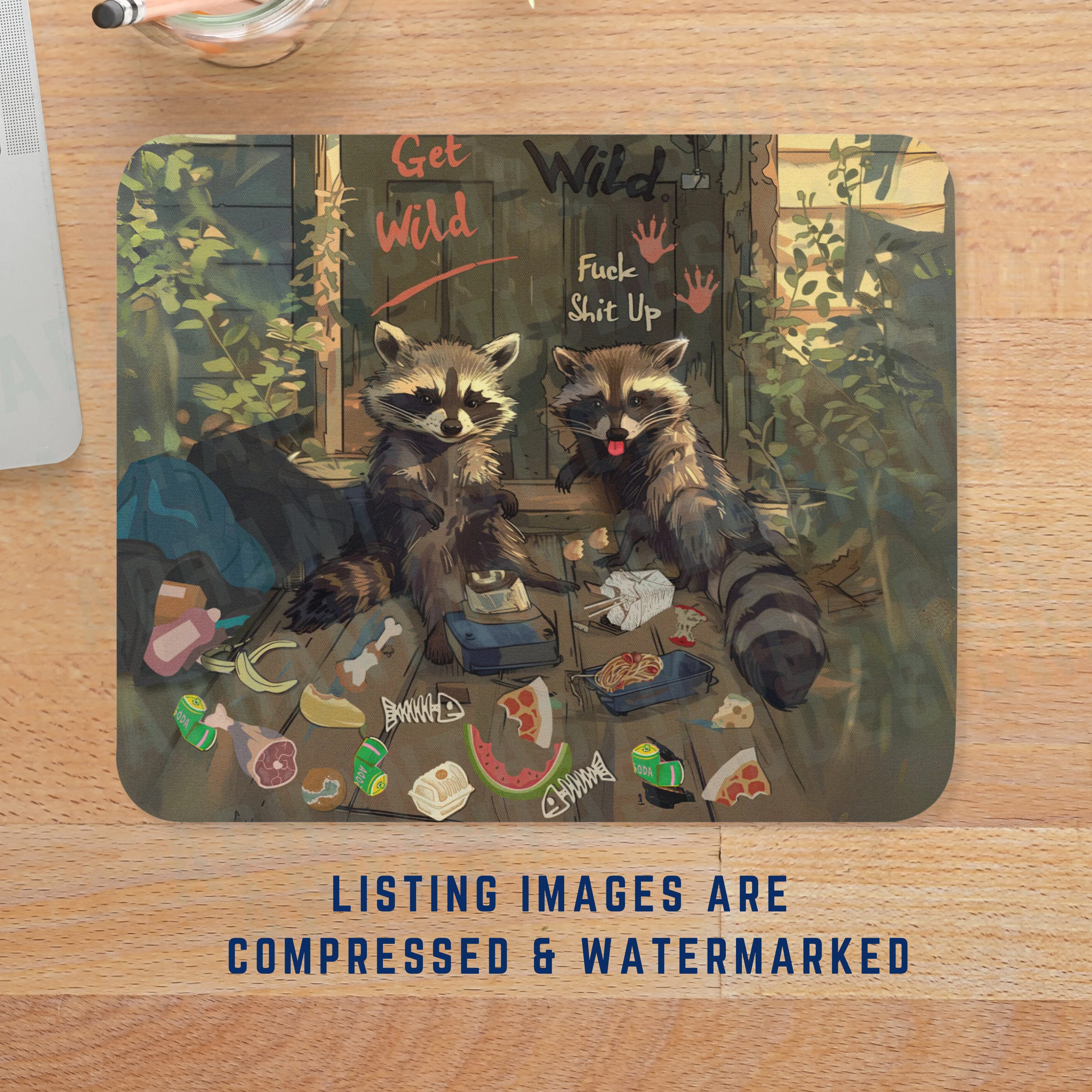 Cute Raccoon NSFW Mouse Pad, Trashpanda Mousepad Office Funny Trash ...