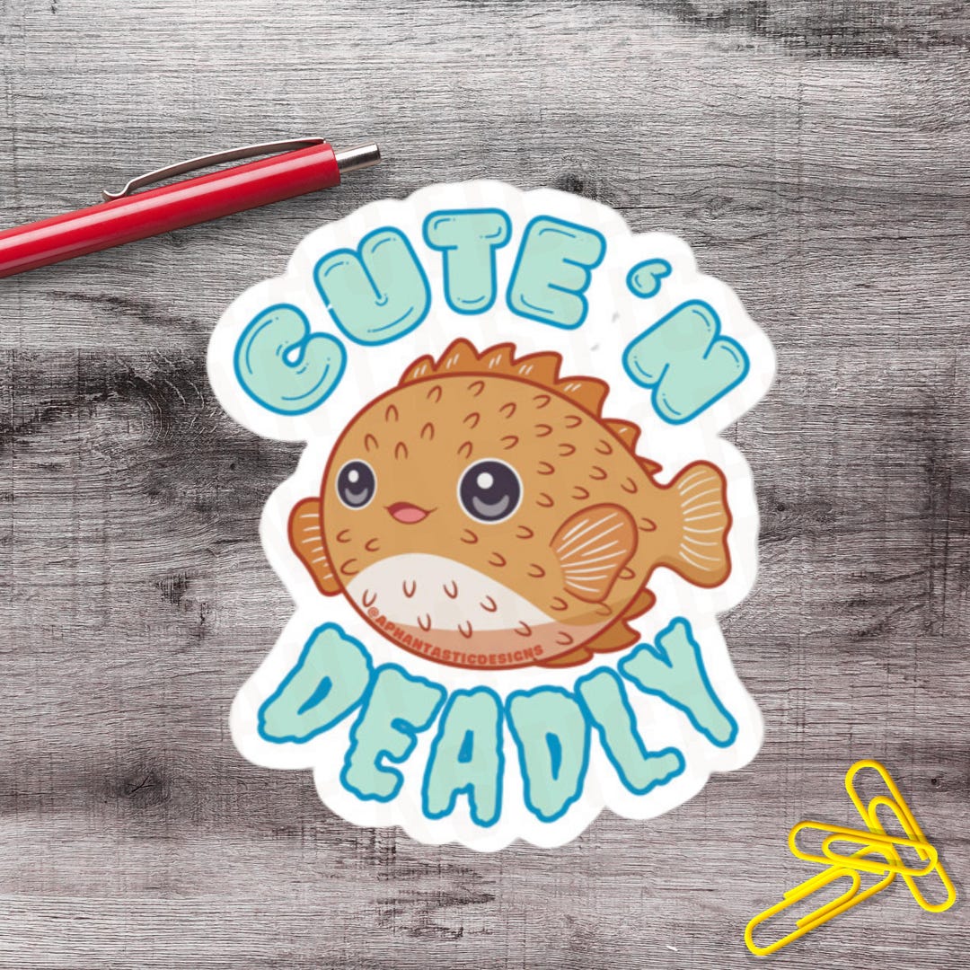 2"-6" Funny Vinyl Porcupine Puffer Fish Sticker Kawaii Blowfish Scuba ...