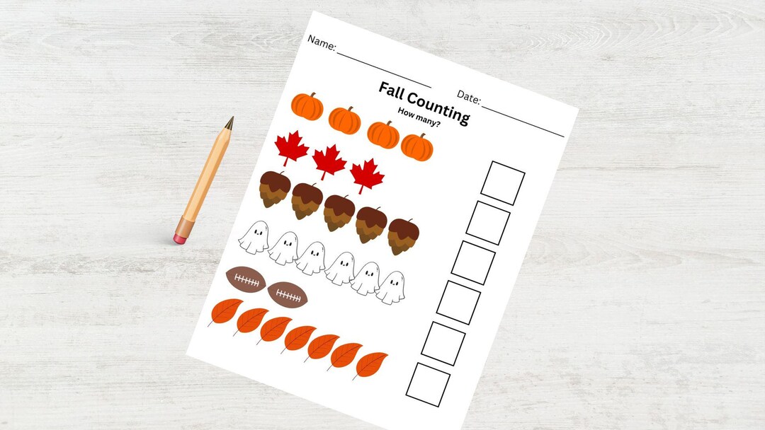 Fall Counting Worksheet Fall Counting Visual Worksheet for Kids - Etsy