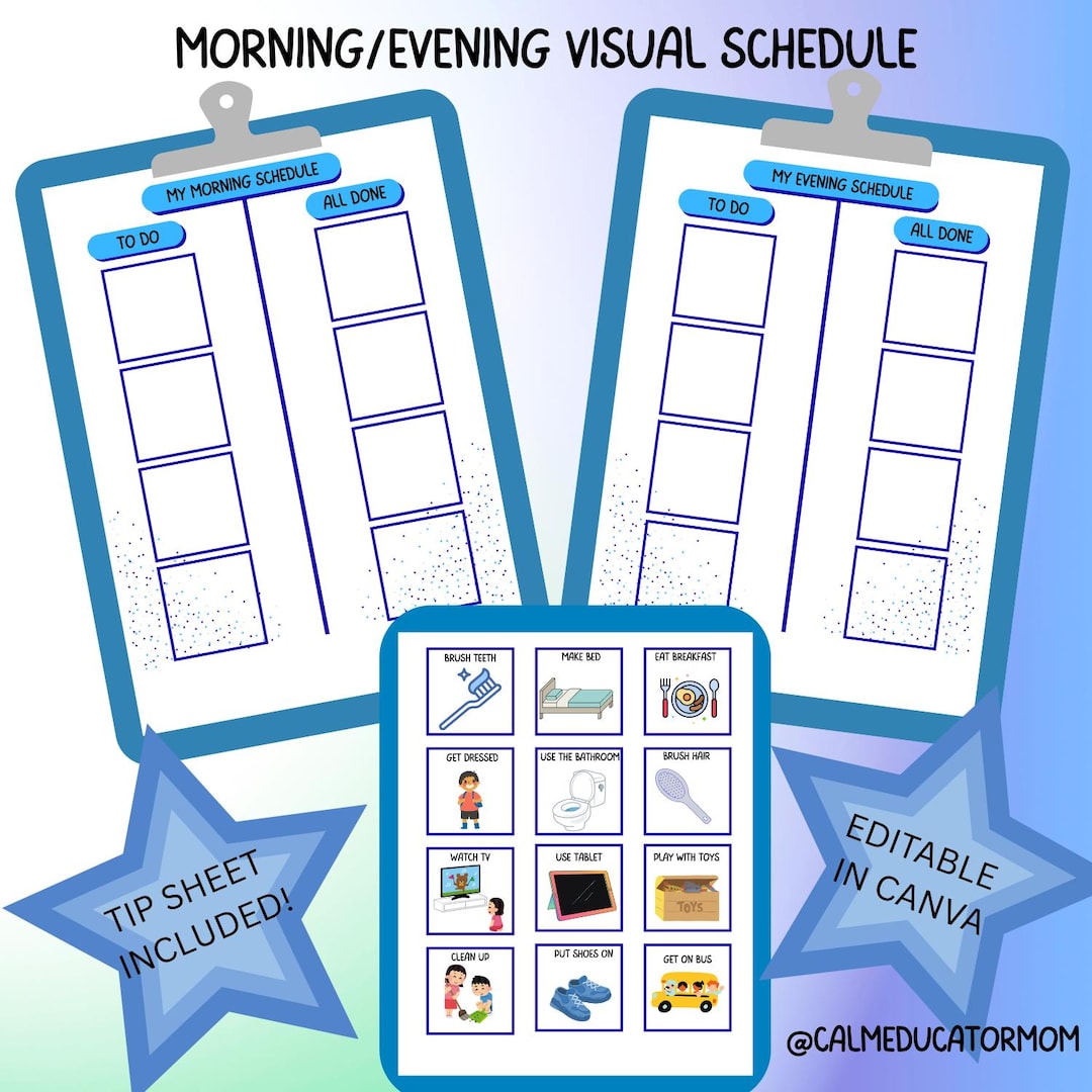 Editable Visual Schedule for Kids | Morning and Evening Routine Chart ...