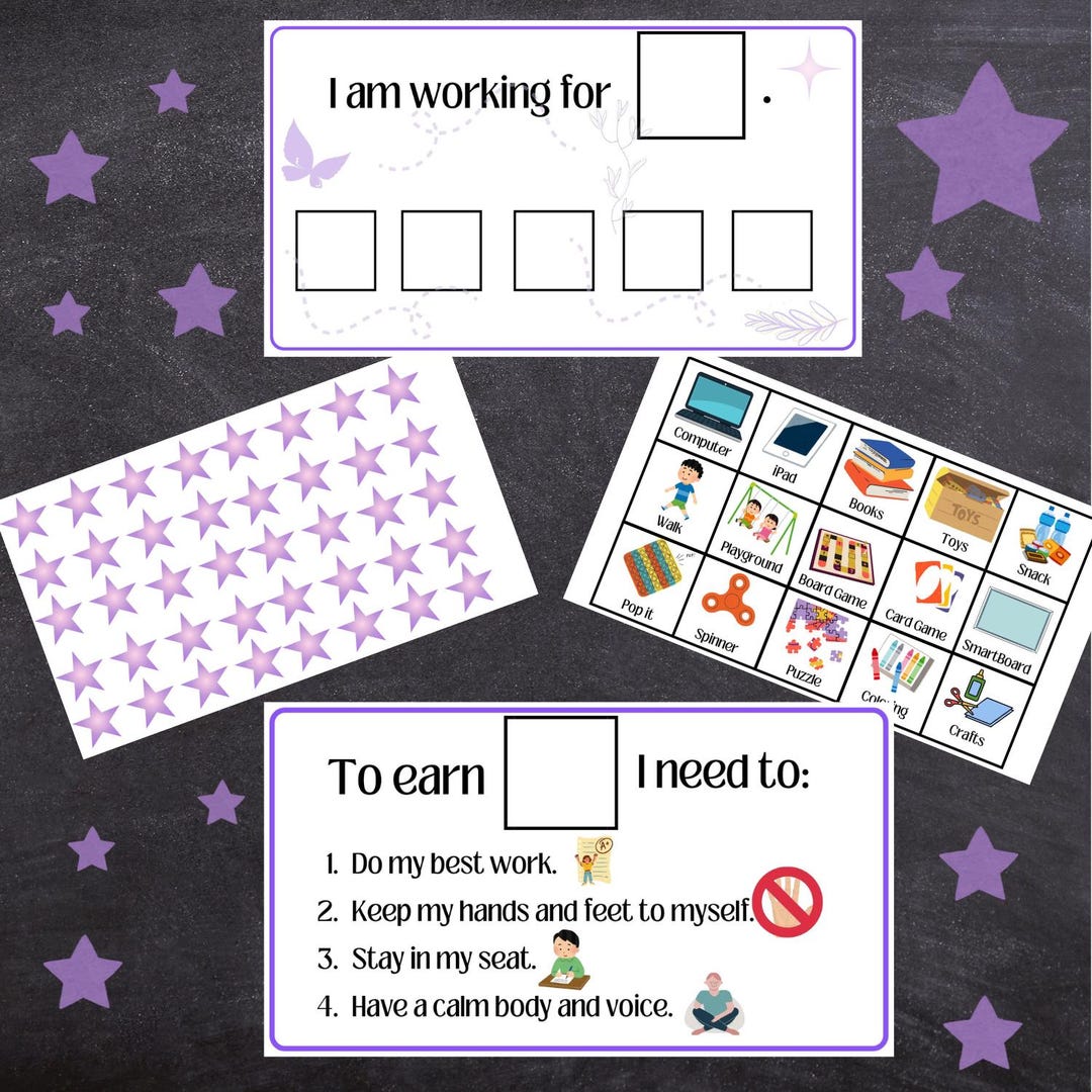 PURPLE THEME | Behavior Chart | Visual Behavior Chart | Positive ...