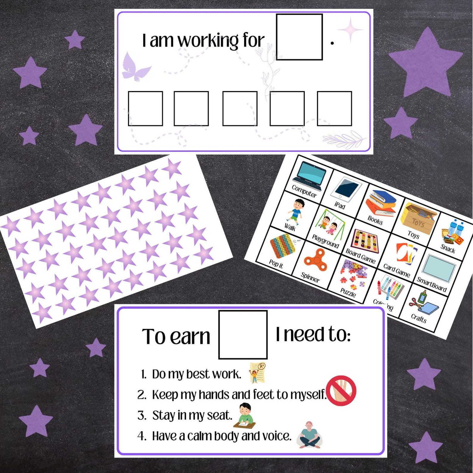 PURPLE THEME | Behavior Chart | Visual Behavior Chart | Positive ...