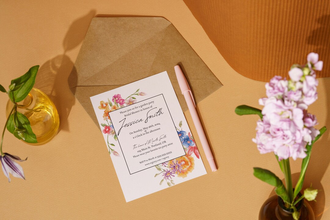 Wildflower Bridal Shower Garden Party Baby Shower Tea Party Digital ...