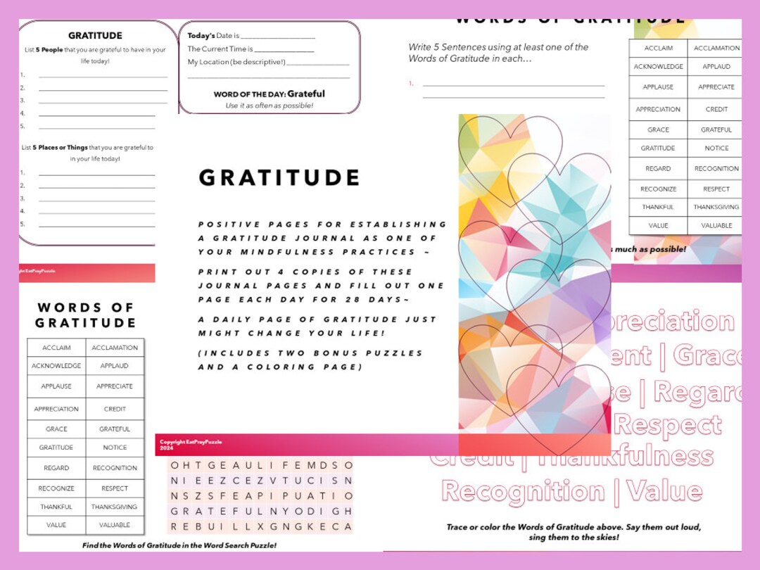 Gratitude Journal Pages Printable - Etsy
