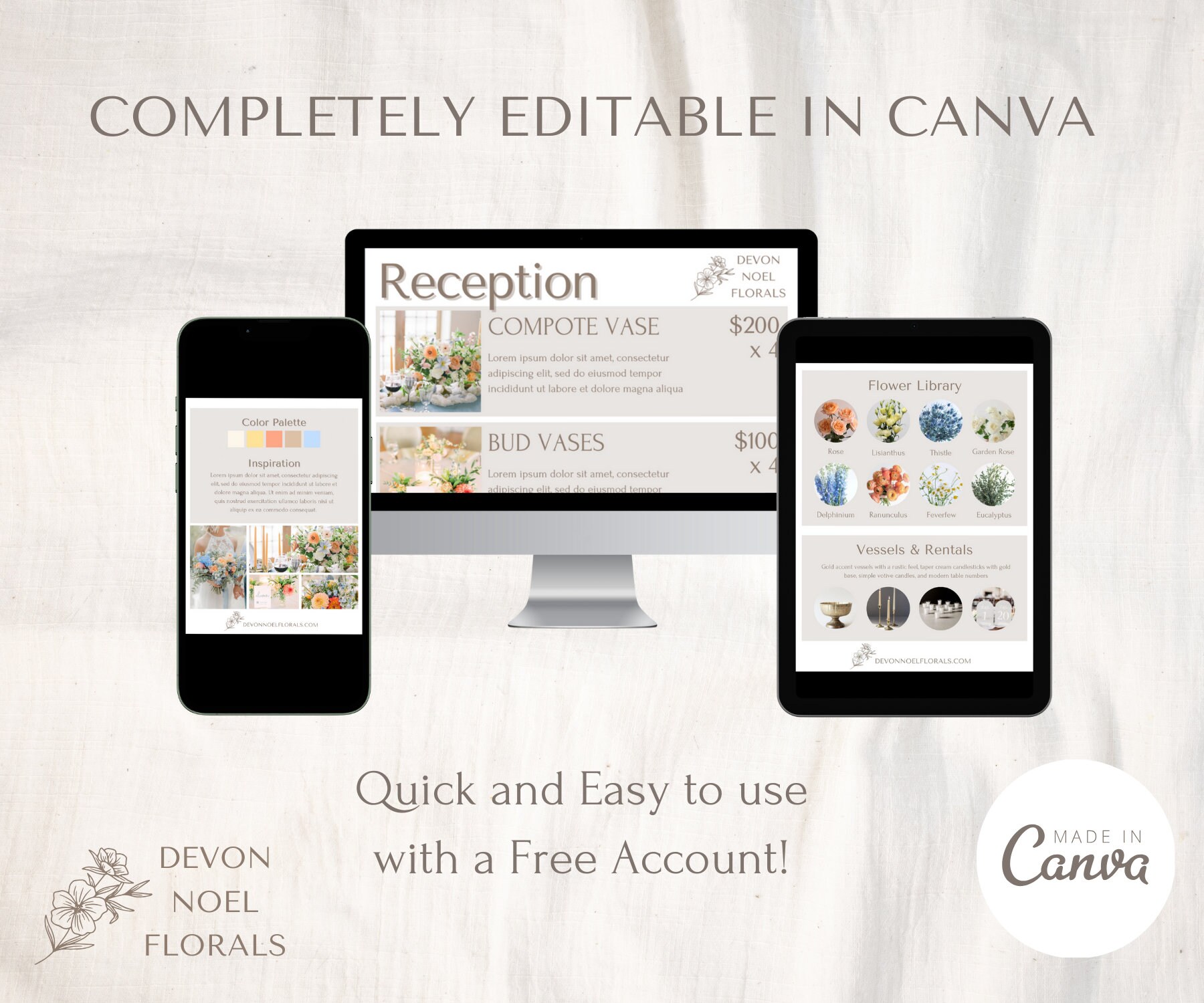 Wedding Floral Design Proposal, Template on Canva, Florist Template ...