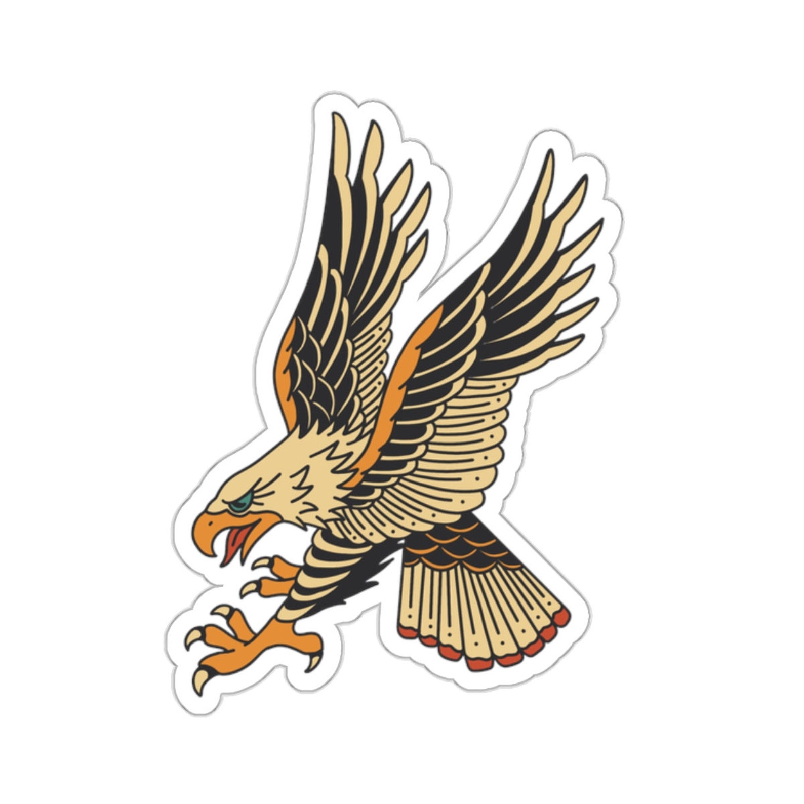Traditional Eagle Sticker Decal, Trad Tattoo Style, Laptop Decal, Gift ...