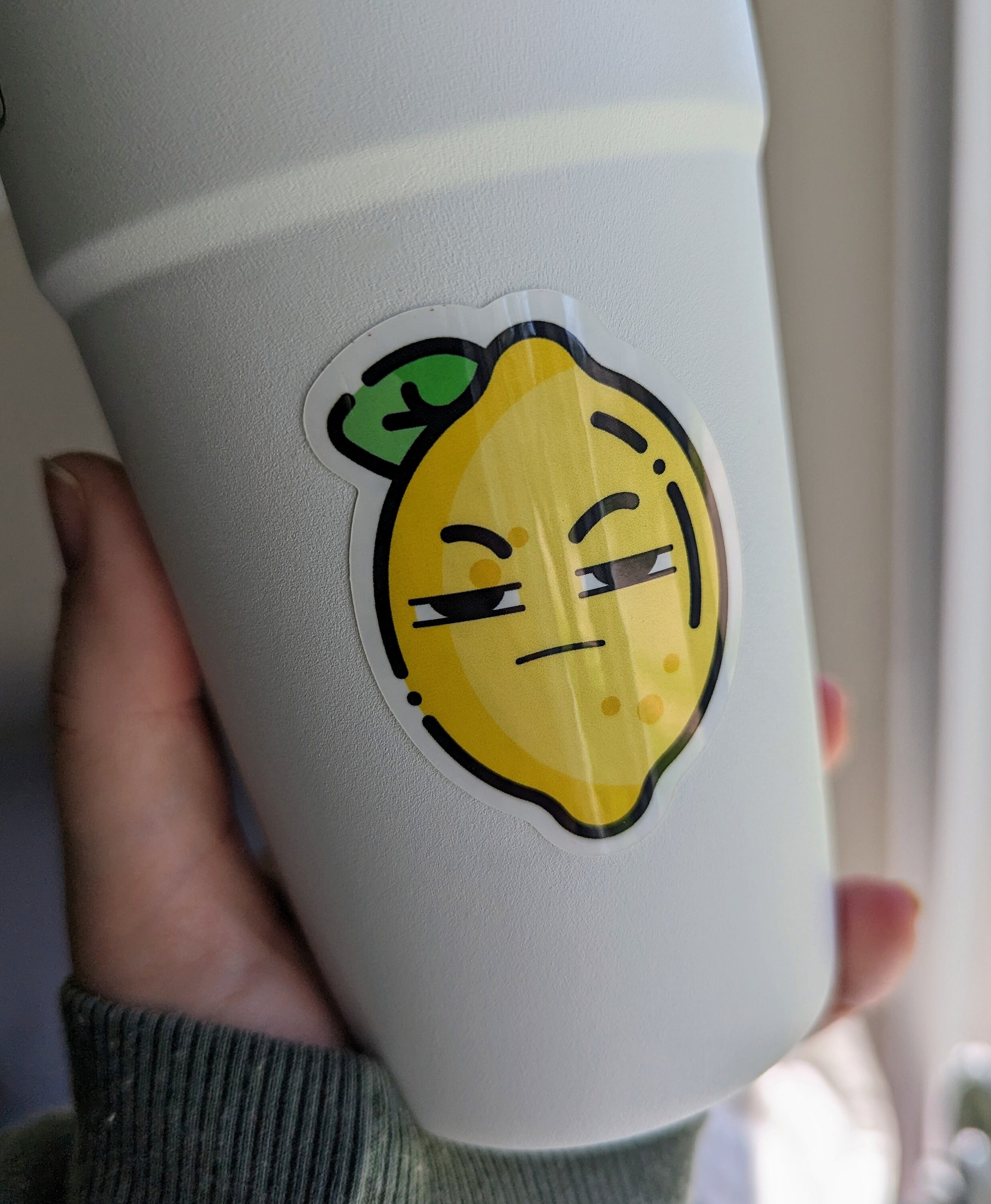 Grumpy Lemon Vinyl Sticker - Decal for Water Bottle, Laptops, and More ...