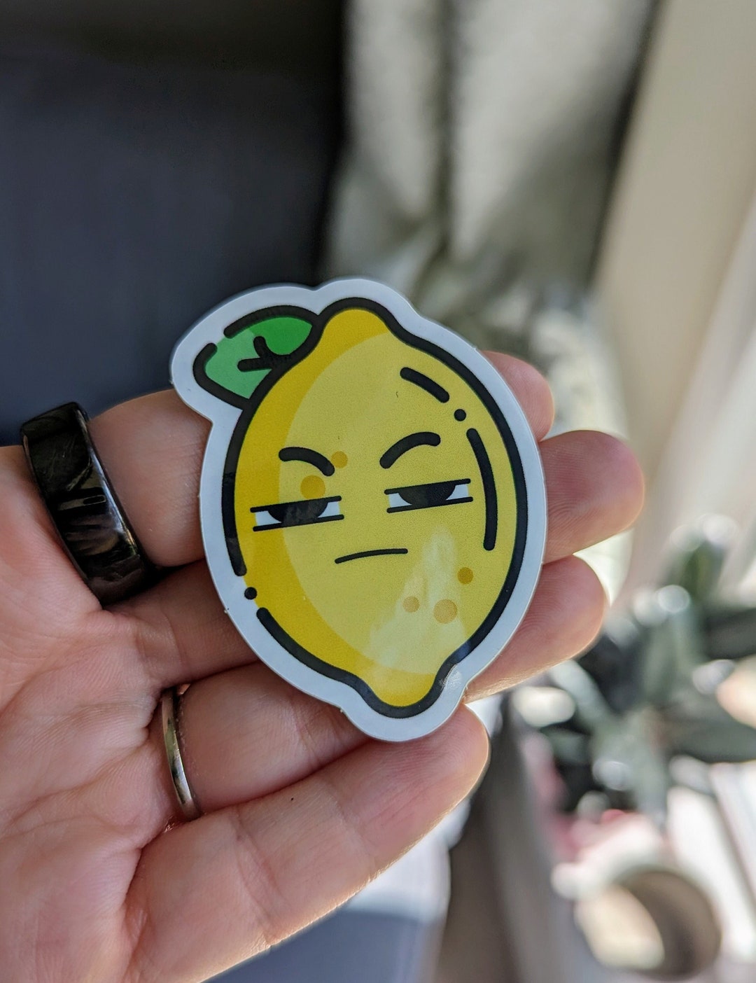 Grumpy Lemon Vinyl Sticker - Decal for Water Bottle, Laptops, and More ...