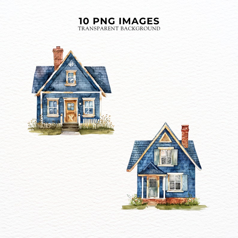 Watercolor Houses Clipart, Home Clipart, Watercolor Home Clipart ...