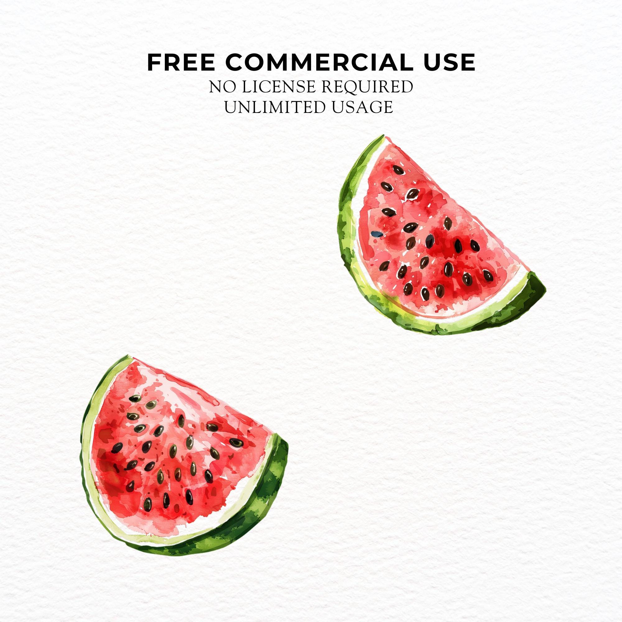 10 Watercolor Watermelons Clipart Bundle, Cute Food, Printable ...