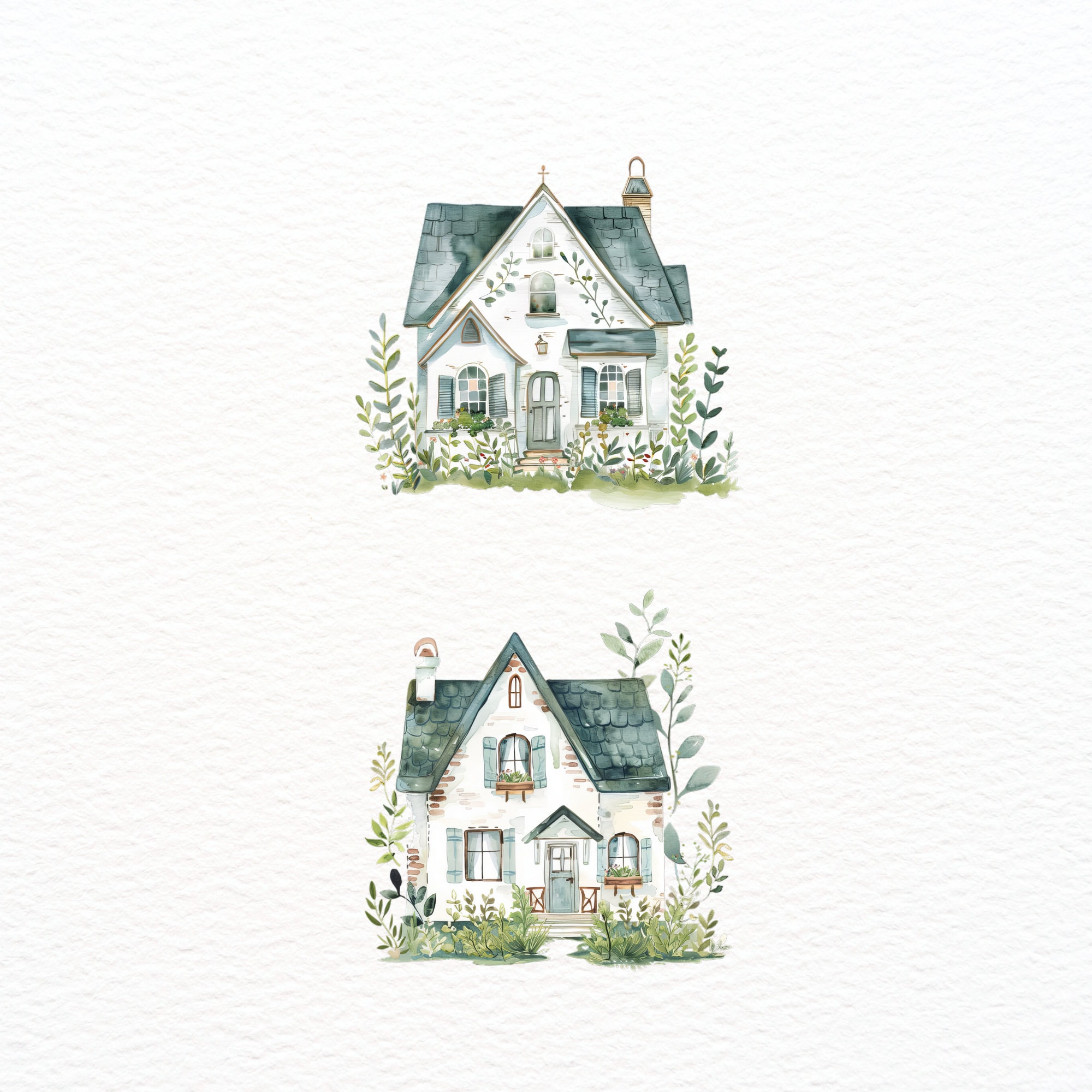 Watercolor Houses Clipart, Home Clipart, Watercolor Home Clipart ...