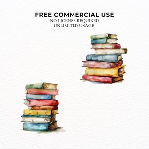 10 PNG, Watercolor Books Clipart, Watercolor Stack of Books Clipart ...