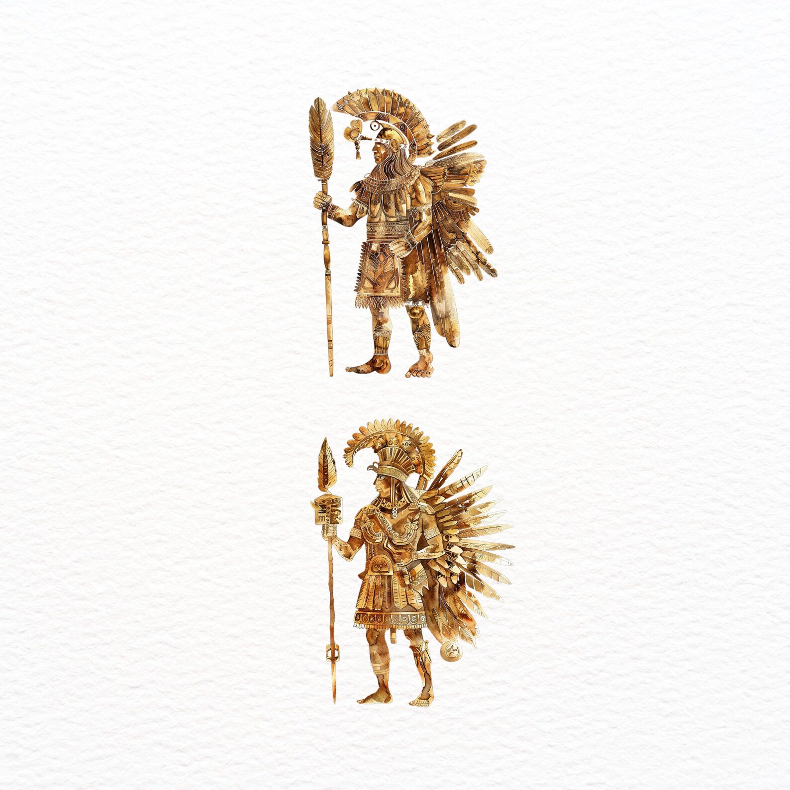 13 Gold Figure of Inca Clipart, Golden Clipart, Printable Watercolor ...