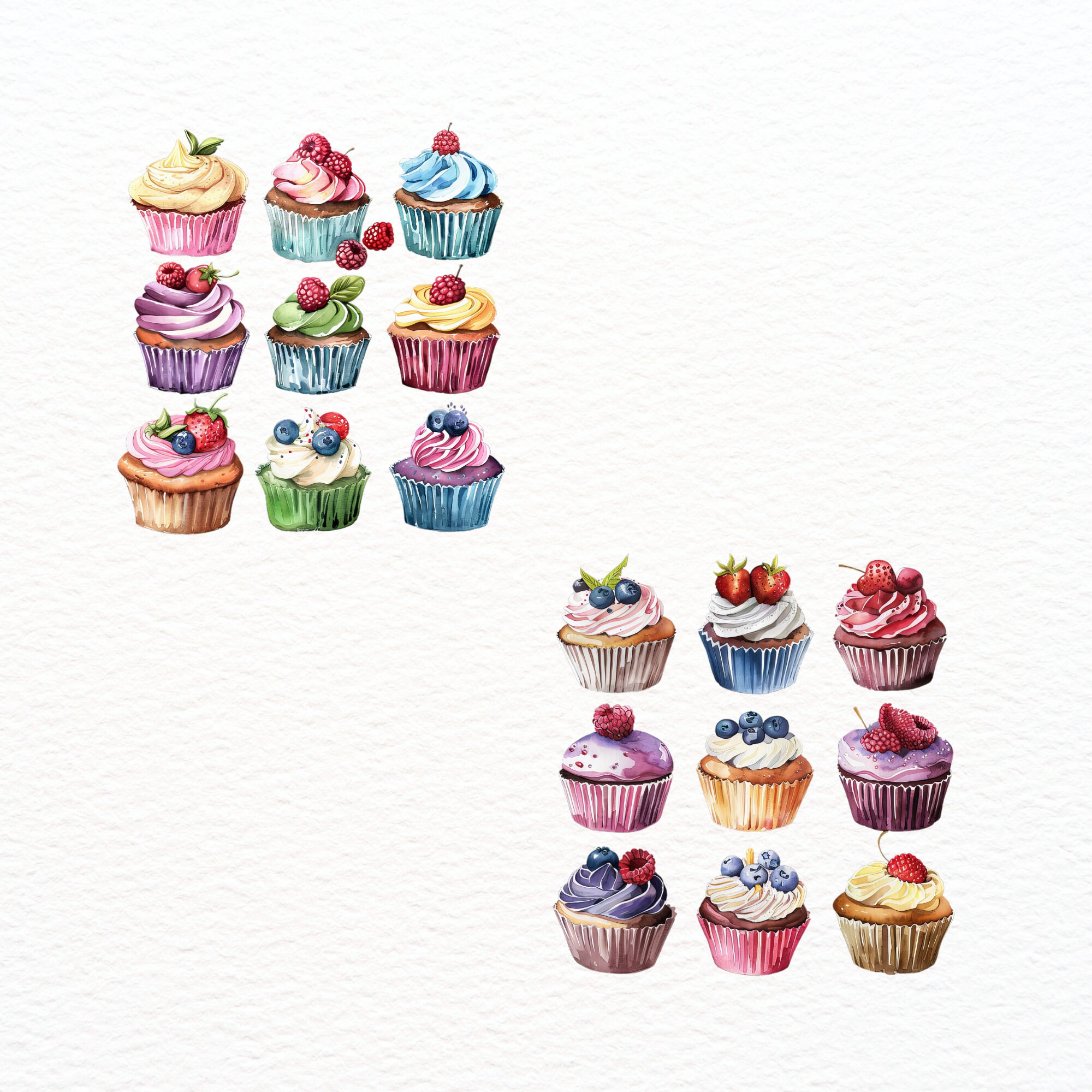 Watercolor Cupcake Clipart, Watercolor Dessert Clipart, Cupcake Images ...