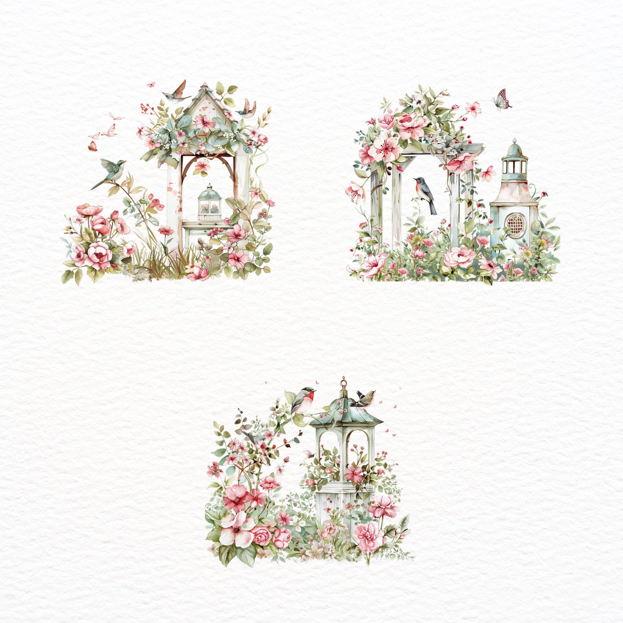 12 Secret Garden Clipart, Vintage Garden, Flowers, Printable Watercolor ...