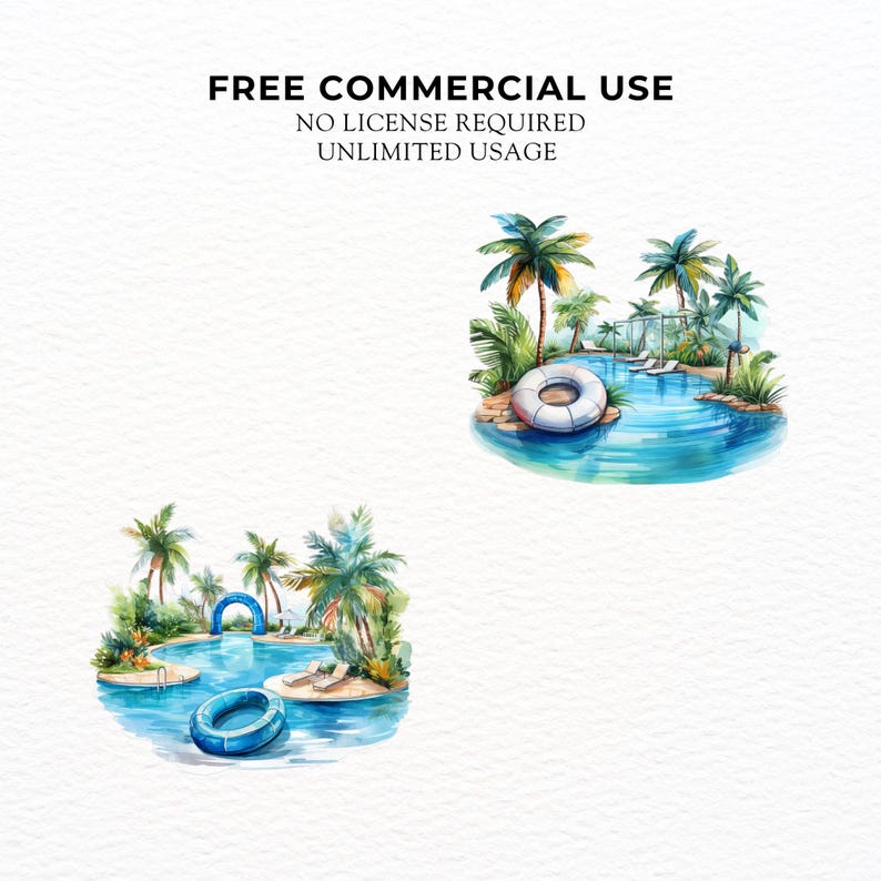 Watercolor Pool Party Clipart, Summer Clipart, Pool Clipart,party ...