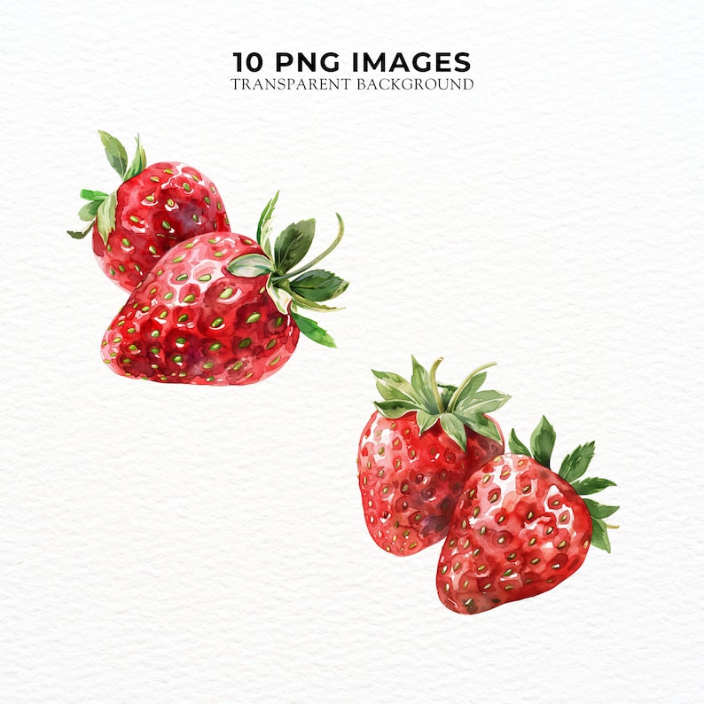 Strawberry Watercolor Clipart, Strawberry Clipart, Printable Watercolor ...