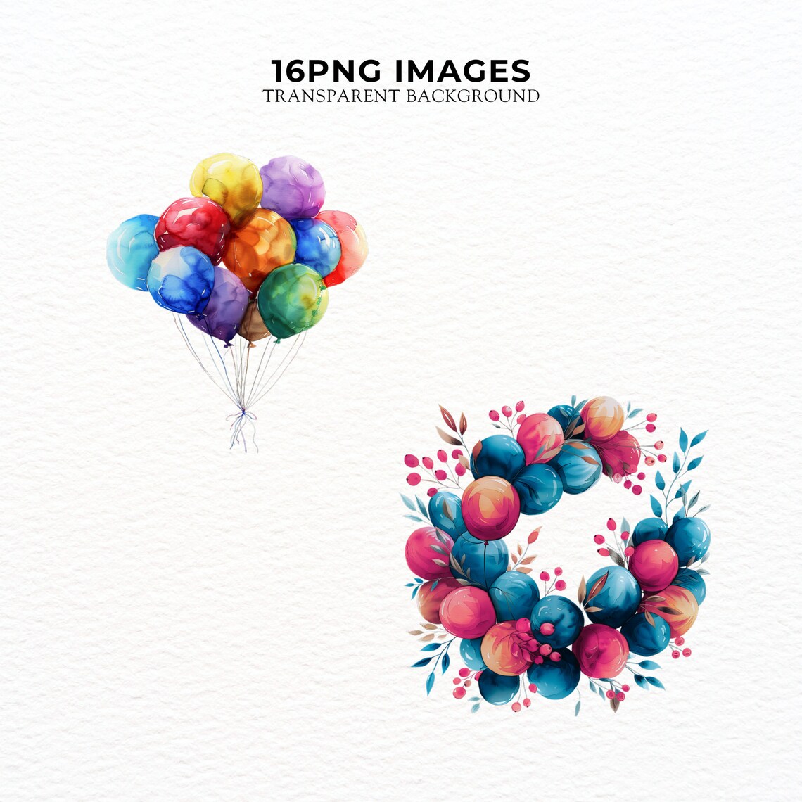 Watercolor Birthday Party Cake Present Balloons Clipart, Birthday Party ...