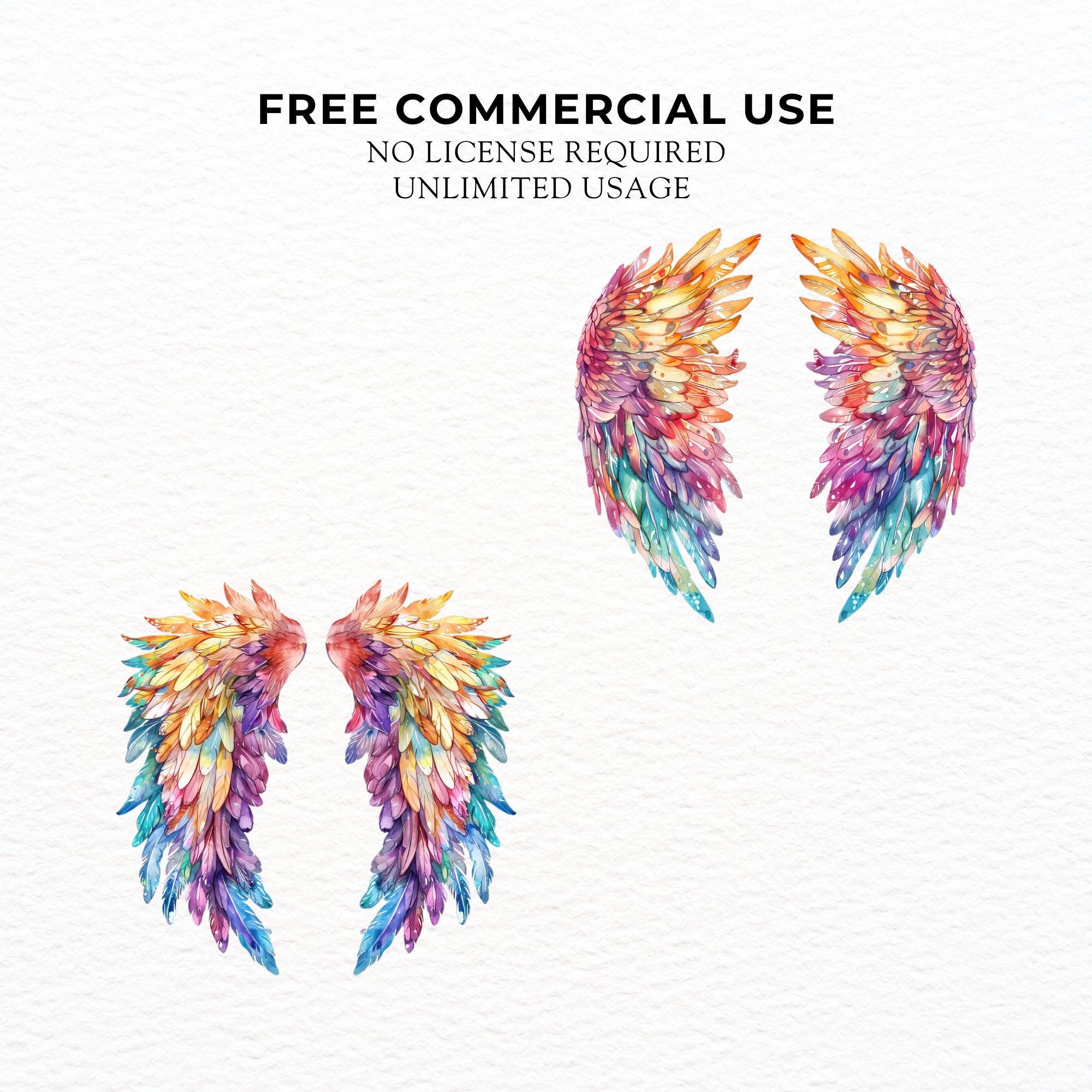 10 Angel Wings Clipart, Watercolor Angel Wings, Printable Watercolor ...