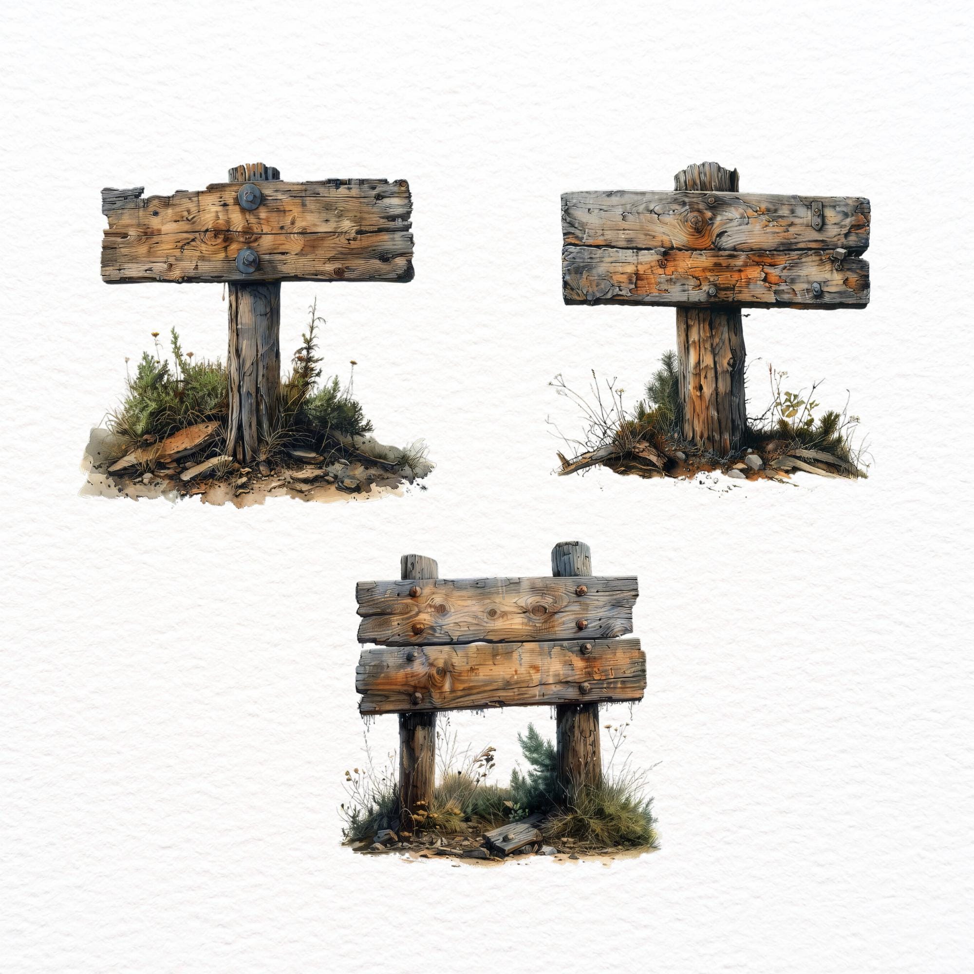 Watercolor Wooden Sign Clipart, Wood Plank, Sign Illustration, Wood ...