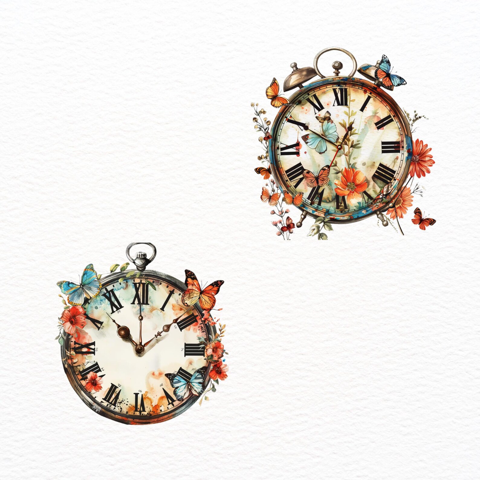 13 Vintage Clock Clipart, Vintage Clock, Printable Watercolor Clipart ...