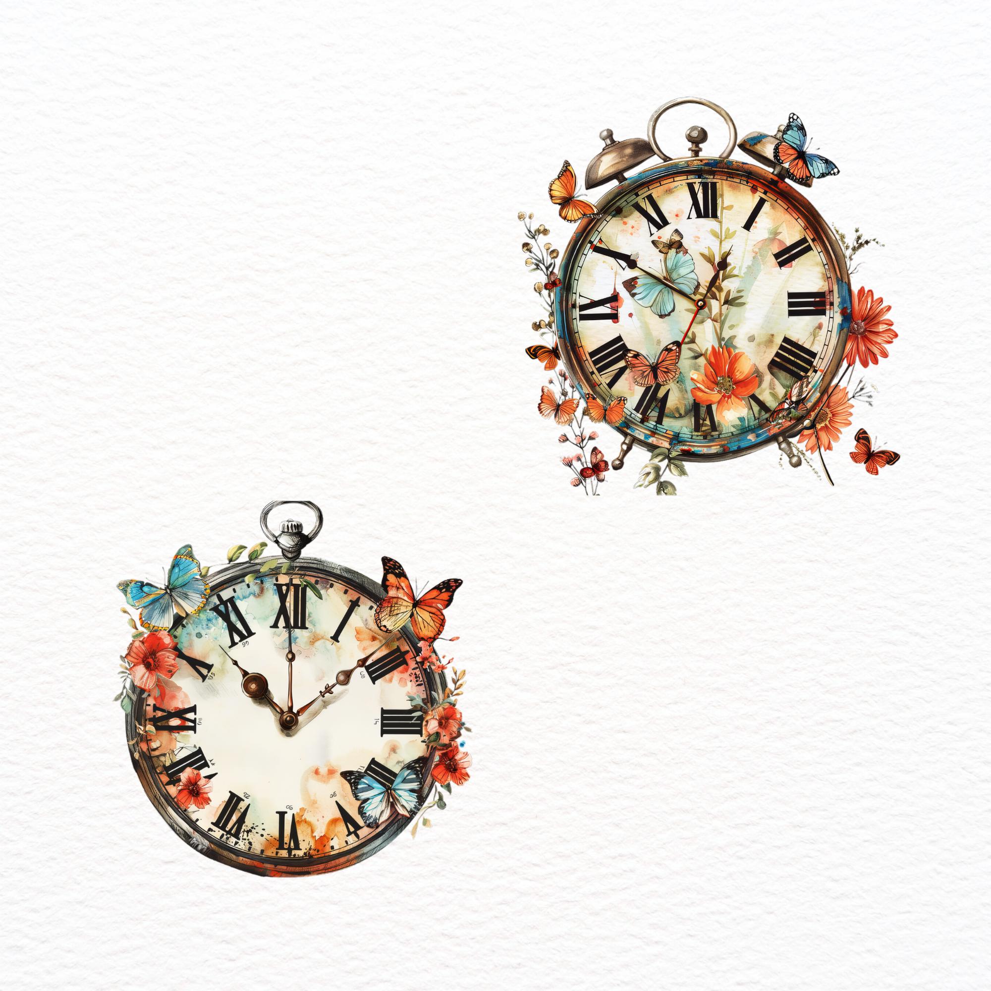 13 Vintage Clock Clipart, Vintage Clock, Printable Watercolor Clipart ...