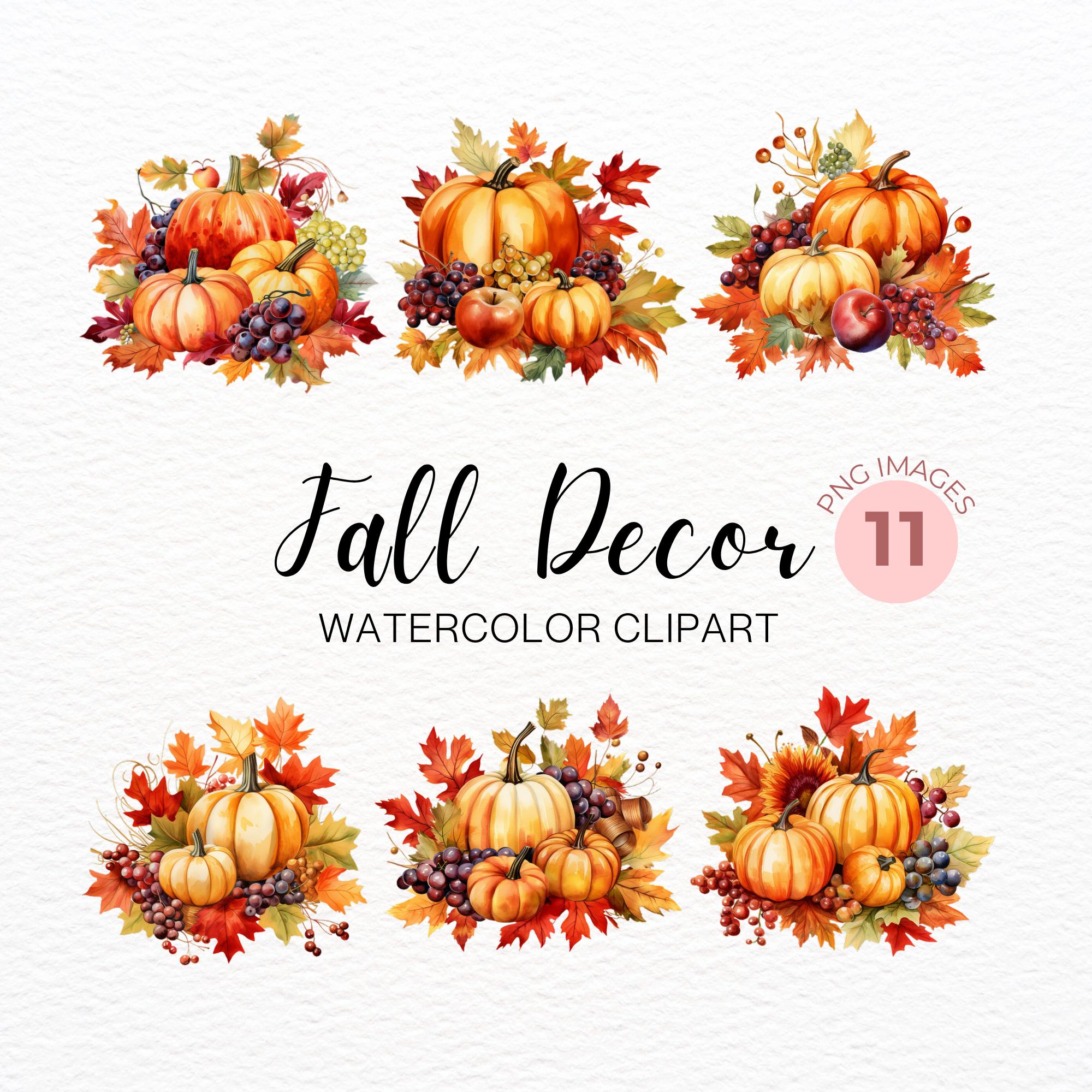 Autumn Clipart Bundle, Fall Clipart, Watercolor Autumn PNG, Printable ...
